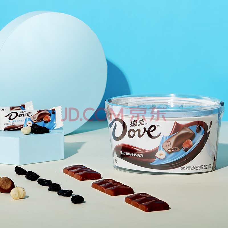 德芙 Dove分享碗装 榛仁葡萄干巧克力 休闲零食员工福利243g-中国中铁网上商城