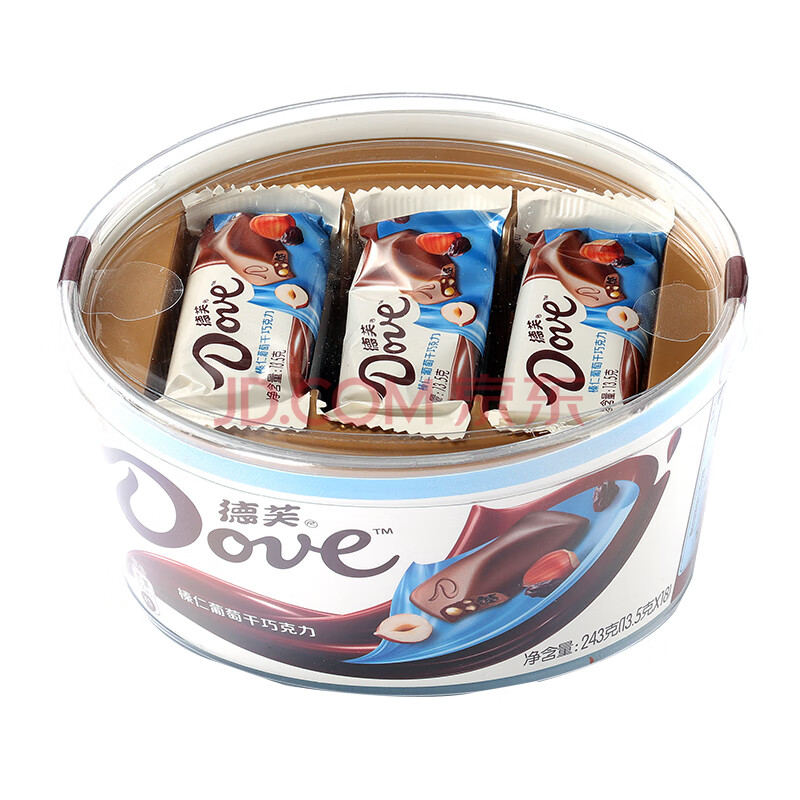 德芙 Dove分享碗装 榛仁葡萄干巧克力 休闲零食员工福利243g-中国中铁网上商城