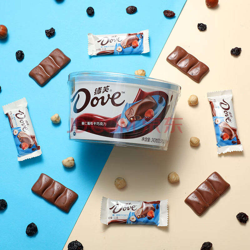 德芙 Dove分享碗装 榛仁葡萄干巧克力 休闲零食员工福利243g-中国中铁网上商城