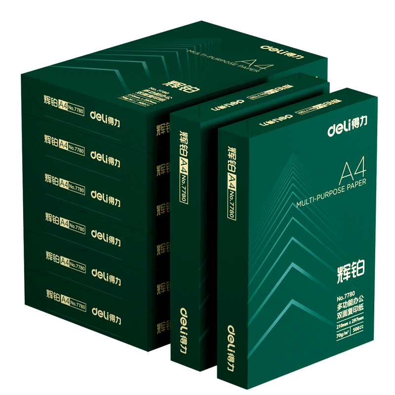 得力（deli）辉铂 A4 70g 双面打印纸 进口原纸复印纸 500张/包 8包1箱（整箱4000张）-融创集采商城