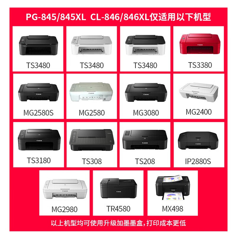 普伟适用佳能打印机墨盒MG2400 MG3080 MG2580 TS3480 TS3380 普伟改装彩色PG-846XL大容量（可加墨） 墨盒-融创集采商城