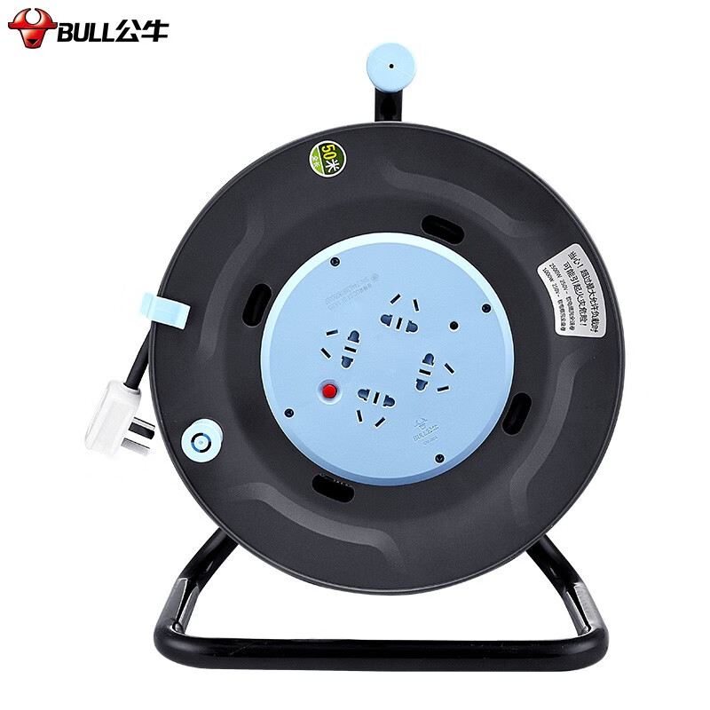 公牛（BULL）GN-804 4位50米工程接线盘/新升级过热保护电缆卷盘插座/插排 工程专用-融创集采商城