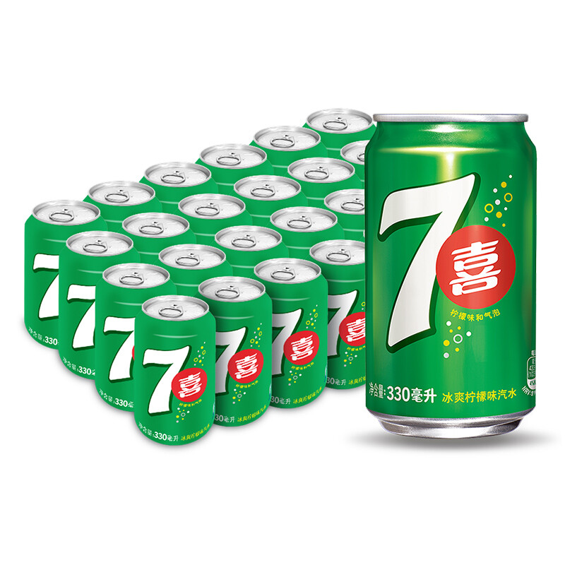 7喜可乐 七喜 7up 柠檬味 汽水 碳酸饮料整箱 330ml*24听 (新老包装随机发货) 百事出品-融创集采商城