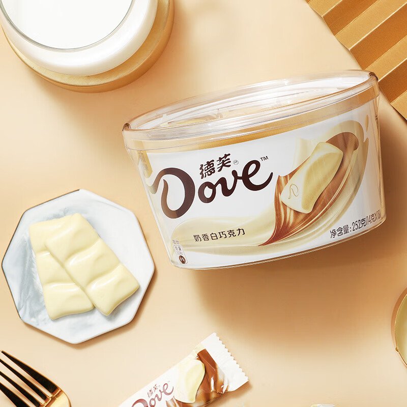 德芙 Dove 奶香白巧克力分享碗装 婚庆糖果休闲零食员工福利 252g_