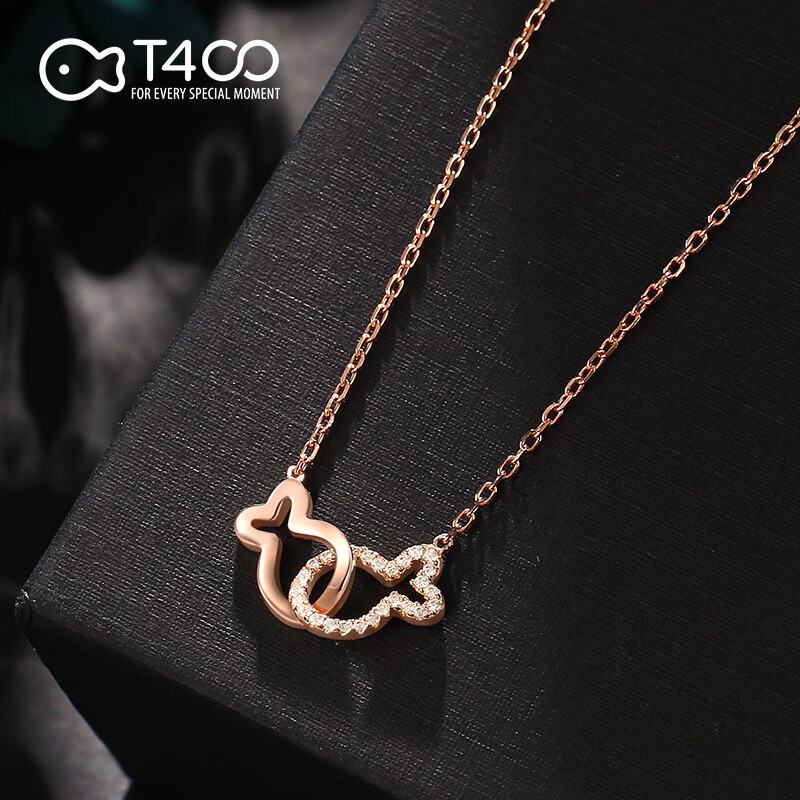 T400小丑鱼项链女锁骨链925银森系冷淡风吊坠送女友情人节生日圣诞礼物 金色_T400