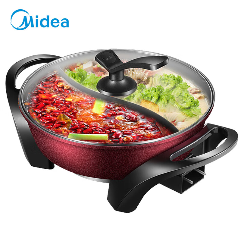 美的(midea)电火锅宿舍电煮锅多用途锅家用韩式不粘电热锅4 5l鸳鸯火锅mc Wlhn32a 美的(midea)