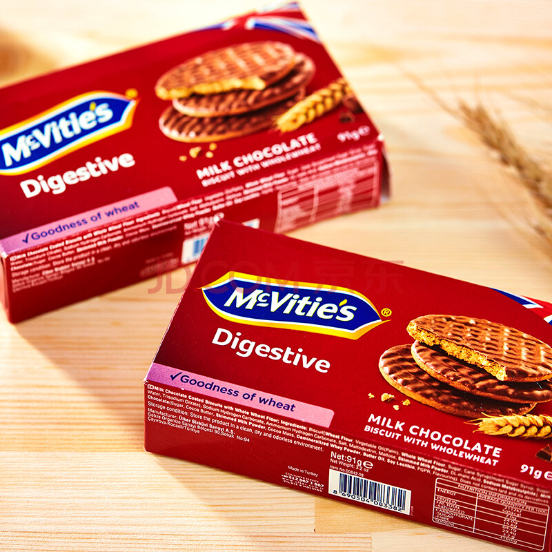土耳其进口 麦维他（Mcvitie's）牛奶巧克力全麦粗粮酥性消化饼干91g 进口零食小吃_甄选251