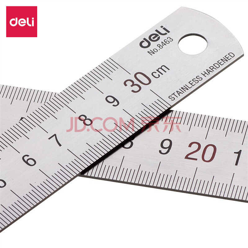 得力(deli)30cm不锈钢直尺 测量绘图刻度尺子 带公式换算表 办公用品 8463--中国中铁网上商城