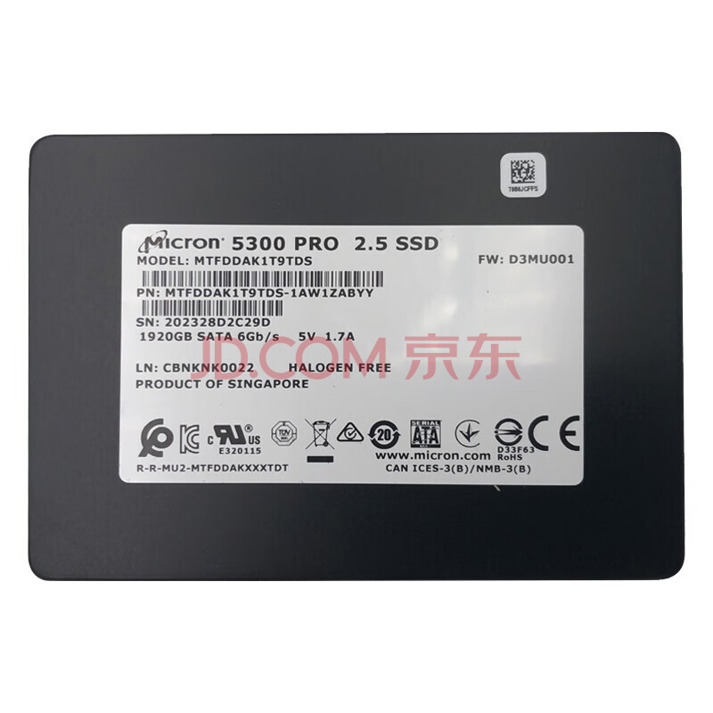 【英睿达MTFDDAK7T6TDS-1AW1ZABYY】英睿达（crucial）镁光5300 PRO 7.68T SATA 企业级固态硬盘 ...