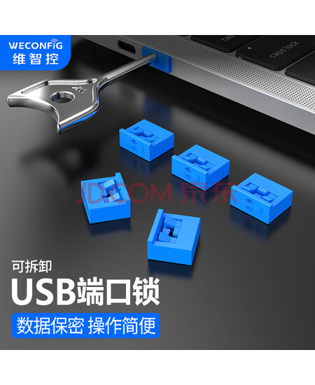 维智控 企业usb端口数据 usb安全锁 usb锁封口塞 usb安全塞 usb防尘塞 蓝色（10个+1把工具） 可拆卸