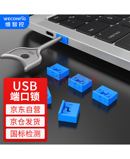 维智控 企业usb端口数据 usb安全锁 usb锁封口塞 usb安全塞 usb防尘塞 蓝色（10个+1把工具） 可拆卸