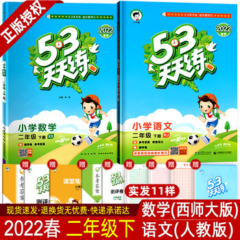 2022春53天天练五三全优卷二年级下册语文数学人教版北师版西师版五三天天练小学同步训练练习册曲一线 53天天练 二下 语文(人教)+数学(西师版)