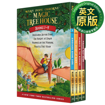 神奇树屋4册盒装 英文原版 Magic Tree House 1-4册套装 美国进口初级章节书