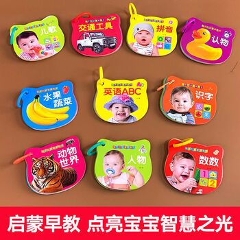 0-2岁幼儿启蒙书籍撕不烂早教卡看图识字识物卡片儿童早教翻翻书 撕不烂第二辑10本（非礼盒）