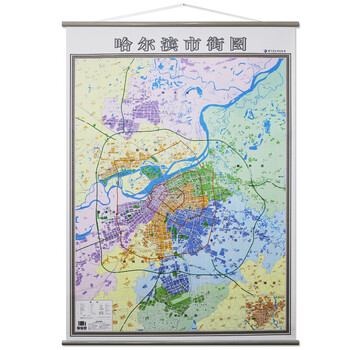 2021年 哈尔滨市城市街道图 竖版地图 约1.4*1m 哈尔滨市地图挂图