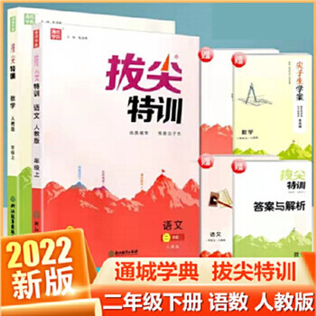 2022版 拔尖特训 二年级下册语文数学 全套2本 人教版
