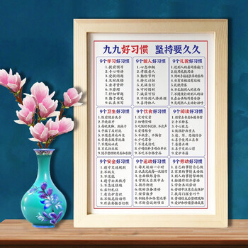 不吃学习的苦就吃生活的苦 挂画框励志用品礼品书法字画书房实木相框UTK UTK91学生学习九九好习惯 A3(挂墙专用)