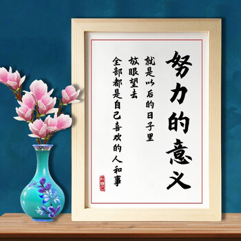 写给儿子的话 激励孩子独立上进女儿励志书画书房摆台挂墙画框学生座右铭实木相框UTK UTK15致自己 努力的意义 A3(挂墙专用)