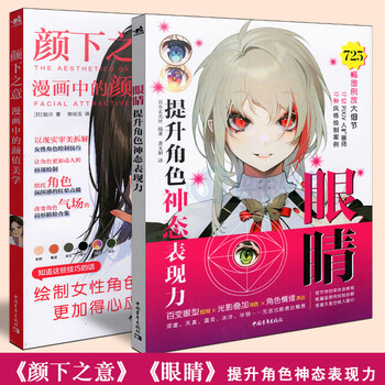 套装2册 颜下之意 漫画中的颜值美学+眼睛 提升角色神田表现力 绘制女性角色技巧上色发型临摹画册动漫