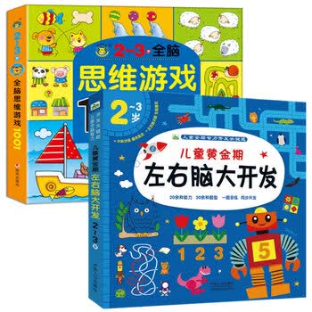 2-3岁儿童左右脑智力开发书籍 两到三岁启蒙认知图画书 托班宝宝思维能力训练启蒙读物2岁3岁小孩书二岁黄金期全脑开发思维游戏亲子阅读