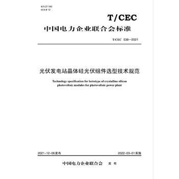 【按需印刷】T/CEC 538-2021光伏发电站晶体硅光伏组件选型技术规范