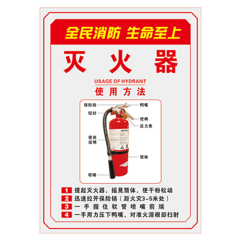 企业消防十条知识宣传画挂图单位消防安全常识宣传栏展板墙贴画防水贴纸VCH VCH26 灭火器使用方法 60*40厘米 覆膜防水PP贴纸