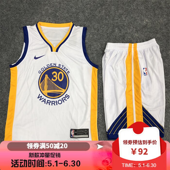 潮穿搭篮球服套装透气背心库里30号球衣真两件T恤情侣球服定制diy 白色库里30上衣+短裤 M(身高145-155cm）