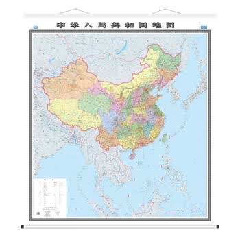 竖版中国地图挂图 1.7米*2米 巨幅竖版地图挂图 高档仿实木卷轴 等比例尺表示南海诸岛
