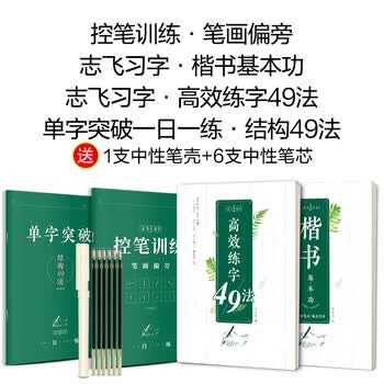 R志飞习字高效练字帖结构49法儿童透明练字卡小学生高中通用小楷 asbR-【4本字帖+练字笔】