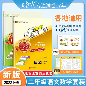 2022新版下册王朝霞小学河南专版试卷一二至六年级语文数学部编人教北师苏教版期中期末测评卷期末真题精编三四五年级河南专版试卷 二年级语文+数学（人教版）精选套装