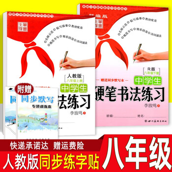 八年级同步练字帖上下册全套 部编版R 李放鸣中学生硬笔钢笔楷书正楷临摹练习 同步语文练字帖