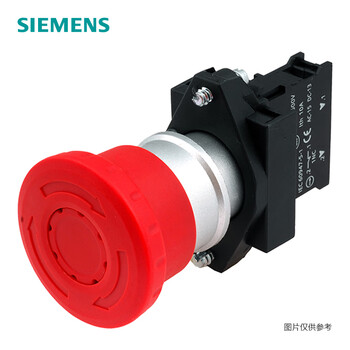 【西门子3SB6130-1HB20-1CA0】西门子 3SB6 40mm蘑菇头急停按钮 红色 1常闭 金属 瞬动型 22mm ...