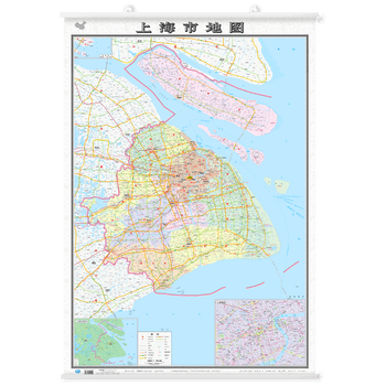 上海市地图挂图2022版带杆约1.1*0.8米覆膜挂杆贴墙用图家用办公商务会议室用交通行政区划