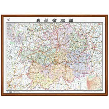 【定制边框】2022年 贵州省地图 1.1米*0.8米 木框装裱 胡桃色边框