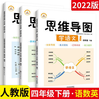 科目可选】荣恒思维导图小学四年级 下册语文数学英语3本人教版 知识汇总思维训练解题技巧逻辑扩展