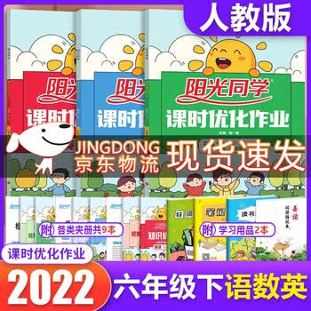 自选科目 阳光同学六年级上下册课时优化作业语文数学英语人教版部编版小学6年级课堂课本教材书同步训练 六年级下册 语数英 人教