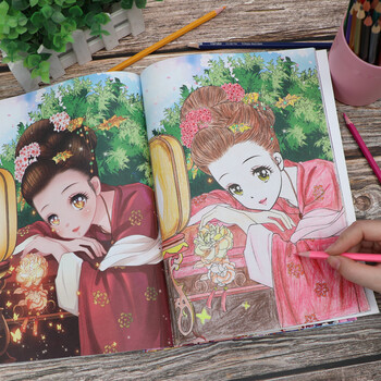 公主图画本儿童古风美少女绘画小学生美术成年解压手绘填色涂鸦本 炫彩公主全套6本【无画笔】