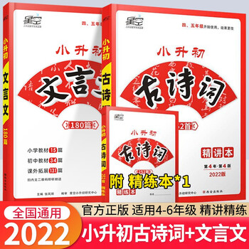 2022星空小升初古诗词252首+文言文180篇+满分作文部编人教版小学生必背文言文古诗词大全6四五六年级强化资料书 小升初文言文+古诗