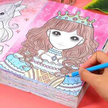 公主涂色本3-6-8-10岁幼儿童填色小学生学画画书涂鸦4-5岁绘画册幼儿园大中小班女孩喜爱的涂色画 公主涂色6本192页【送36色彩铅】