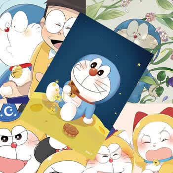 哆啦A梦海报全新哆啦美大雄高清铜版纸动漫周边宿舍挂画壁纸礼品