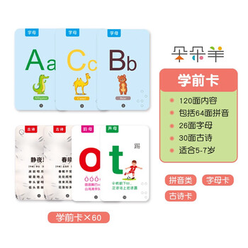 【幼师推荐】幼儿早教认知识字卡片儿童宝宝启蒙学习机看图认字拼音古诗 【学前卡】【60张/120面】【不含机器】