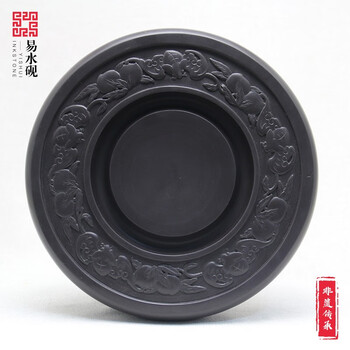 国家非遗易水砚台《福寿双全》天然原石大师手作文房四宝精品高档圆形砚台磨墨礼品学生砚台收藏礼品砚端砚书法专用砚台