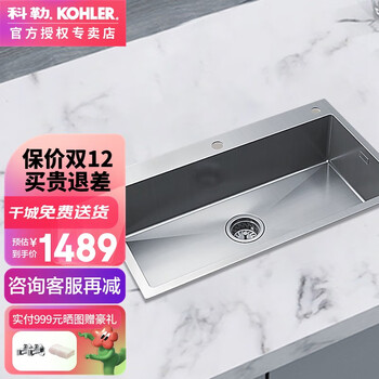 科勒（KOHLER） 科勒厨房水槽洗菜盆大单槽水龙头套餐加厚304不锈钢洗碗槽洗菜池水盆21919T 21919T-2PD-NA【图片 价格 ...