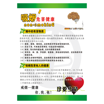 禁烟公益广告文化宣传画挂图标语海报禁止吸烟您已进入无烟场所控烟招贴画覆膜防水贴纸TYH TYH29 禁烟文化海报 100*70厘米 覆膜防水PP贴纸