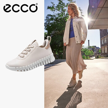 爱步（ECCO）女鞋 2023年新款时尚休闲鞋简约阿甘鞋 灵动系列218203 石灰色/裸色21820360720 37【图片 价格 品牌 ...