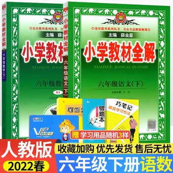 2022春小学教材全解六年级下册语文数学人教版RJ六6年级下册课本配套同步讲解教材全解辅导资料书