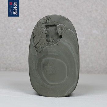 国家非遗 砚台 原石砚台 易水砚台《怀素情》 老坑玉黛石 书写绘画礼品砚 精品收藏砚台