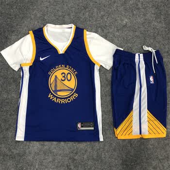 潮穿搭篮球服套装透气背心库里30号球衣真两件T恤情侣球服定制diy 蓝色库里30上衣+T恤+短裤 L(身高155-165cm)