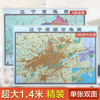 2020沈阳地图挂图+辽宁省地图挂图 二合一挂图 正反面印刷 挂绳精装高清印刷 