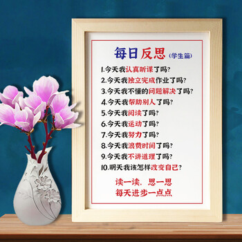 莫生气 送爸妈礼物学会控制情绪书法摆台中式装饰画字画礼品实木相框挂墙画框UTK UTK92 每日反思 A3(挂墙专用)